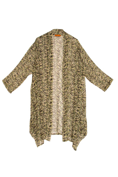 Green Print Side Drape Long Duster 8611 – DIGBYS Boutique